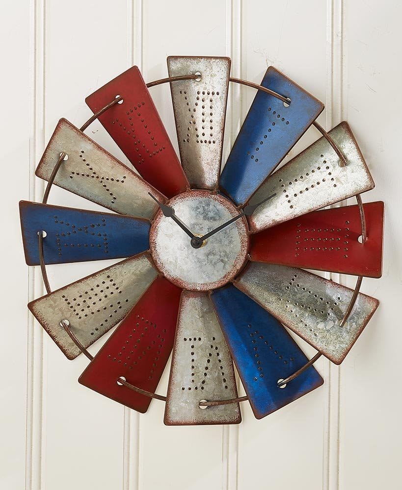 Amazon.com: Lakeside Collections Metal Windmill Wall Clock (Metal ...