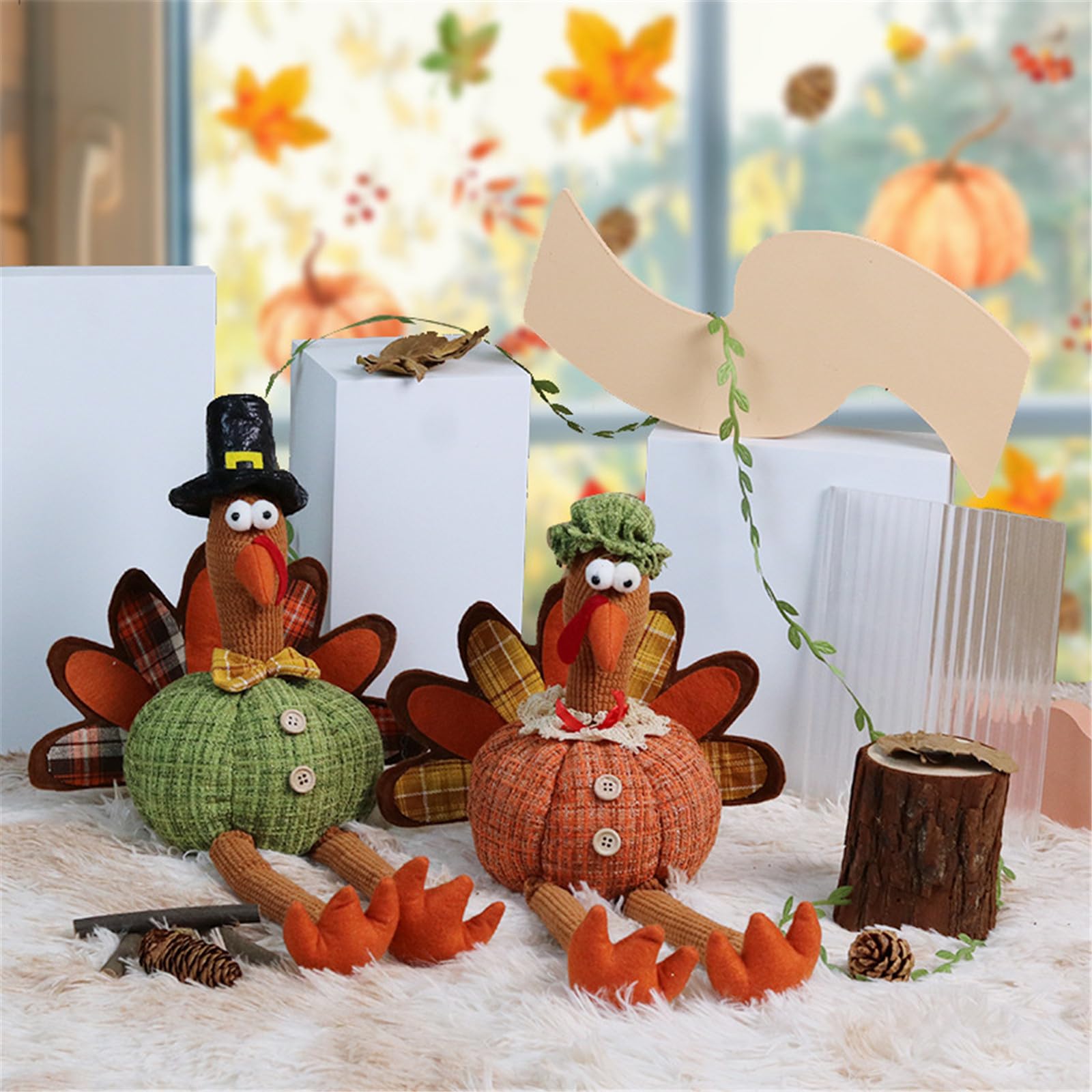 Small Turkey Favor YOFIT Thanksgiving Turkey Figurine, Set Of 2 Resin ...