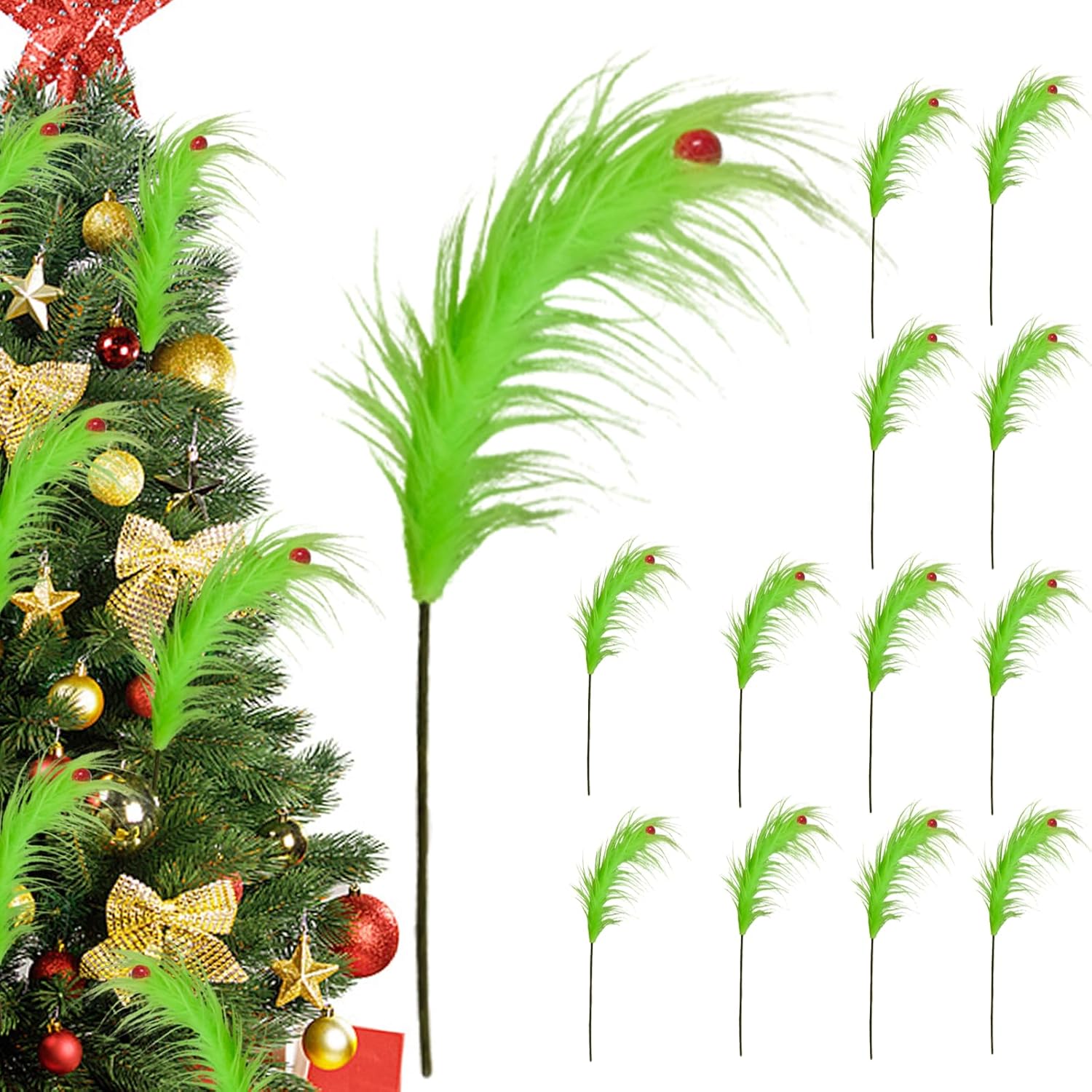 Amazon.com: 12 Pcs Christmas Tree Topper, 17 Inch Grinchmas Christmas ...
