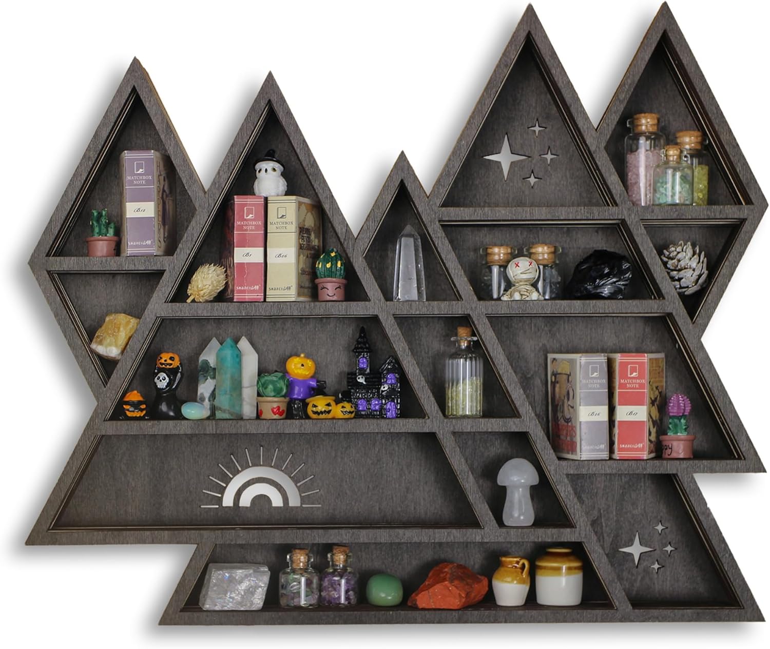 Amazon.com: Triangle Mountain Crystal Shelf Display for Wall, Rock Gem ...