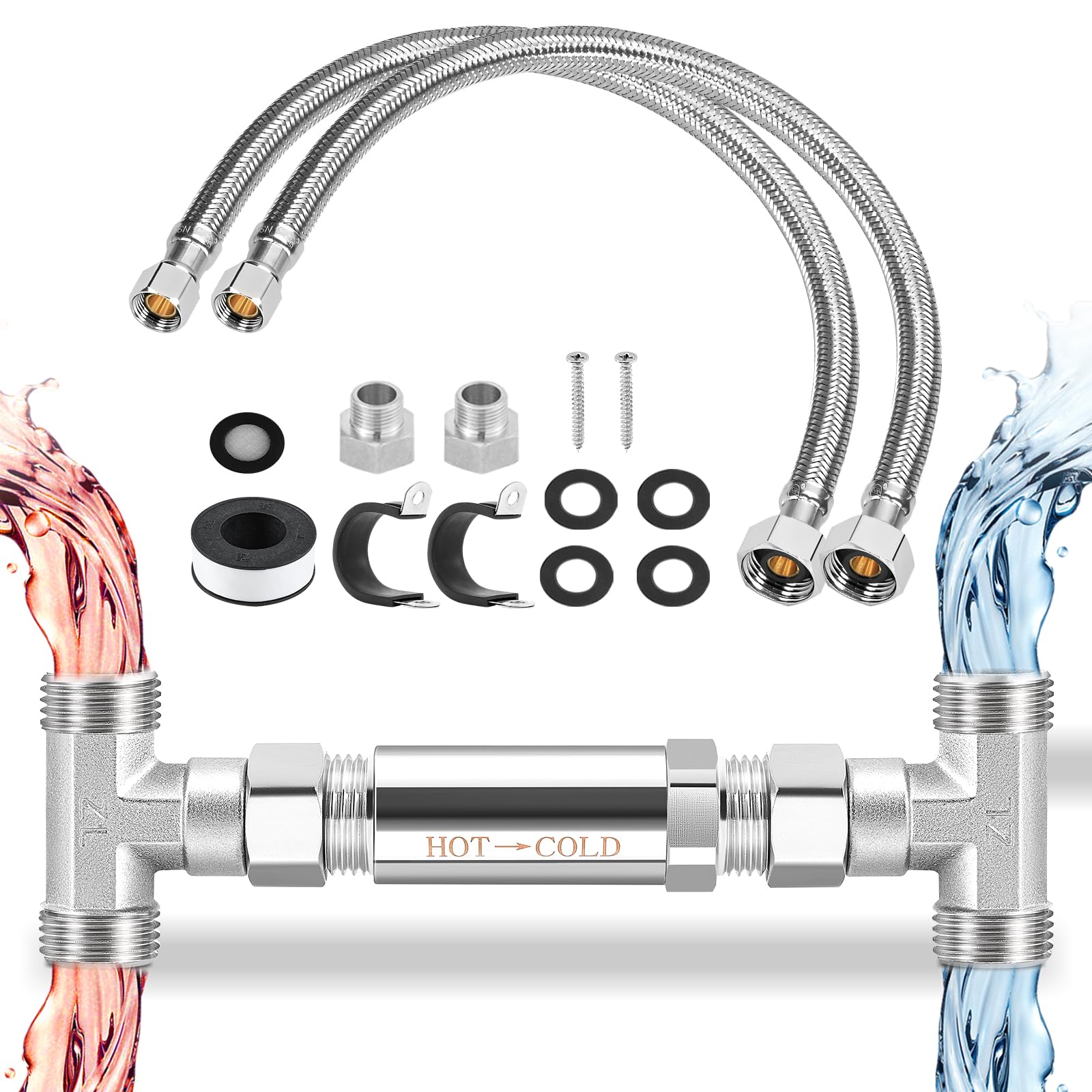 Replacement 304 Stainless Steel Bypass Valve Kit for Instant Hot Water ...