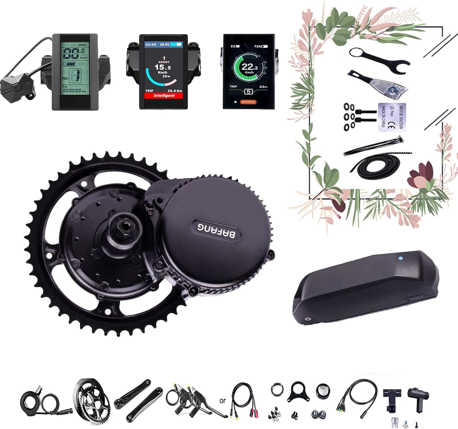 Amazon.com : DERUIZ Electric Bike Conversion Kit BBS02B 750W Mid Motor ...