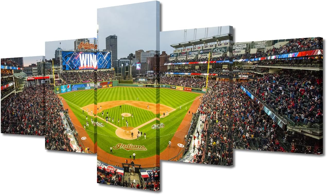 Amazon.com: Progressive Field Canvas Wall Art Cleveland Baseball ...