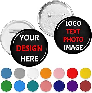 Amazon.com: Custom Pins,Custom Pin Buttons Add Your Text Logo Name Photo Design Your ...