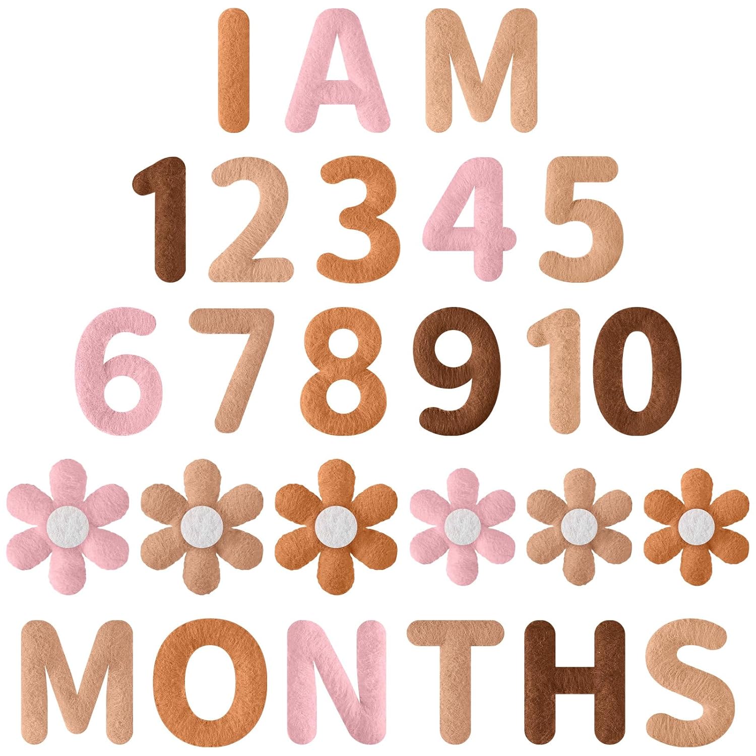 Amazon.com: Tingjoo 26 Pcs Boho Felt Baby Monthly Milestone Decor Felt ...