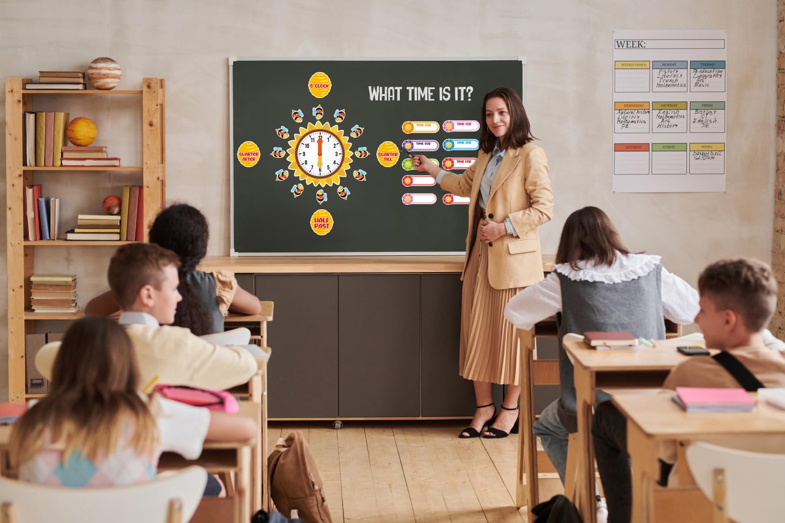 Snapklik.com : 38Pcs Telling Time Bulletin Board Set - Teaching Clock ...