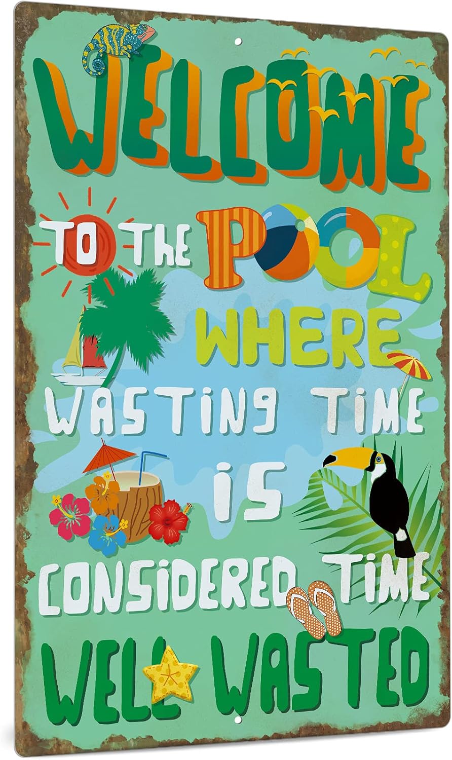 Amazon.com : Decor Pool Sign, Indoor/Outdoor Swimming Pool Decorations ...