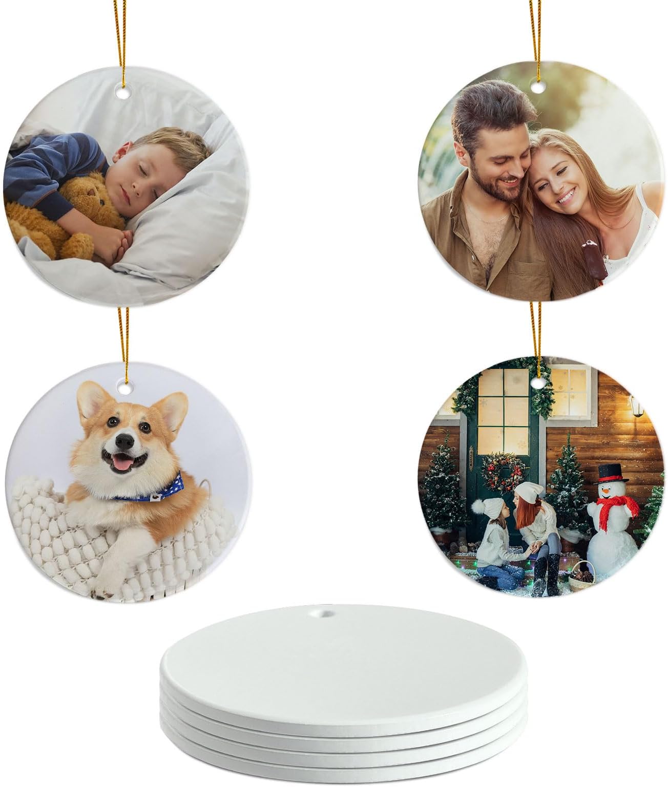 Amazon.com: Sublimation Ornament Blanks, 3" White Ceramic Ornaments DIY ...