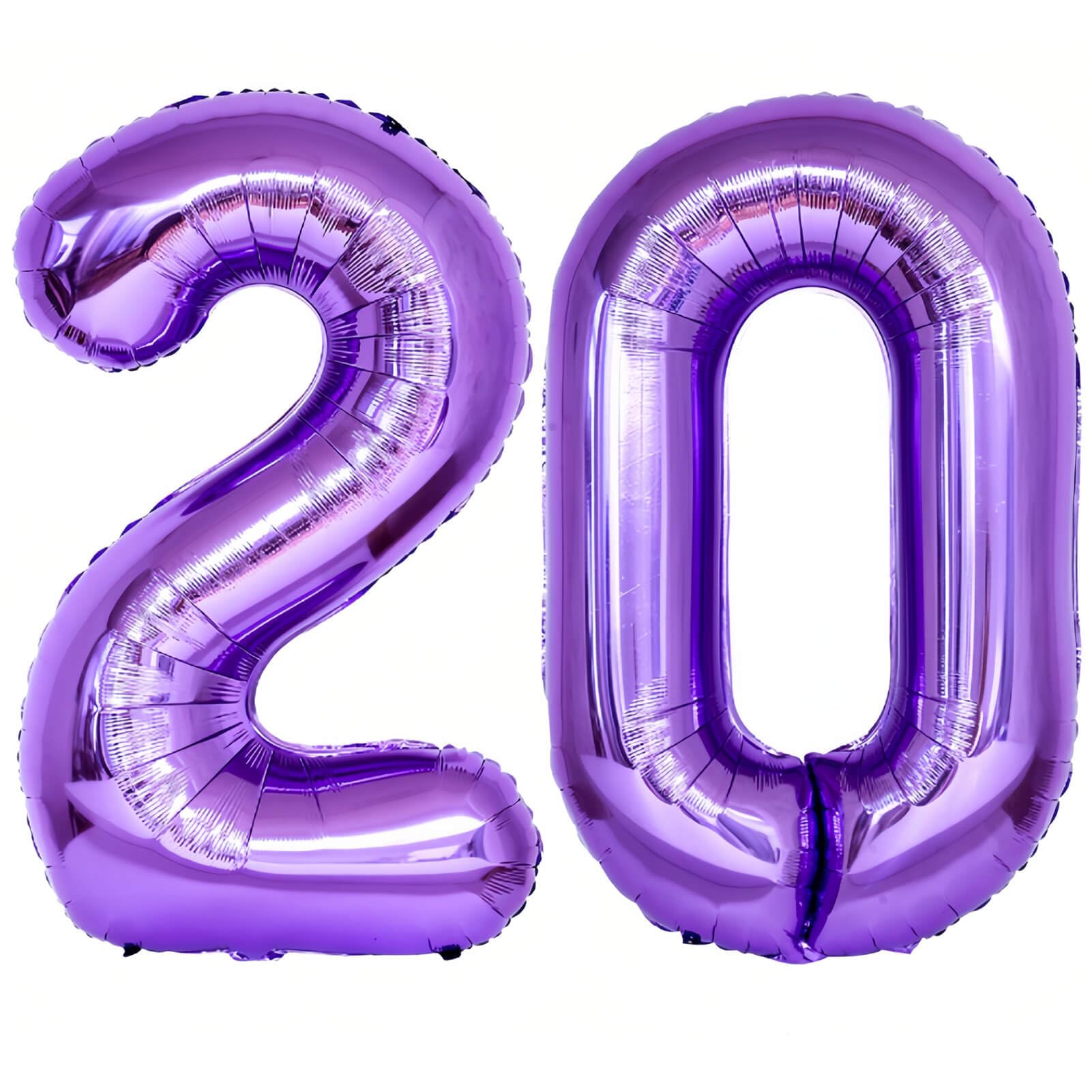 Amazon.com: Number 20 Purple Balloons 40 Inch Giant Purple 20 Number ...