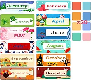 Amazon.com: 24 Pcs Holiday Monthly Headliners Set 12 Months of The Year ...