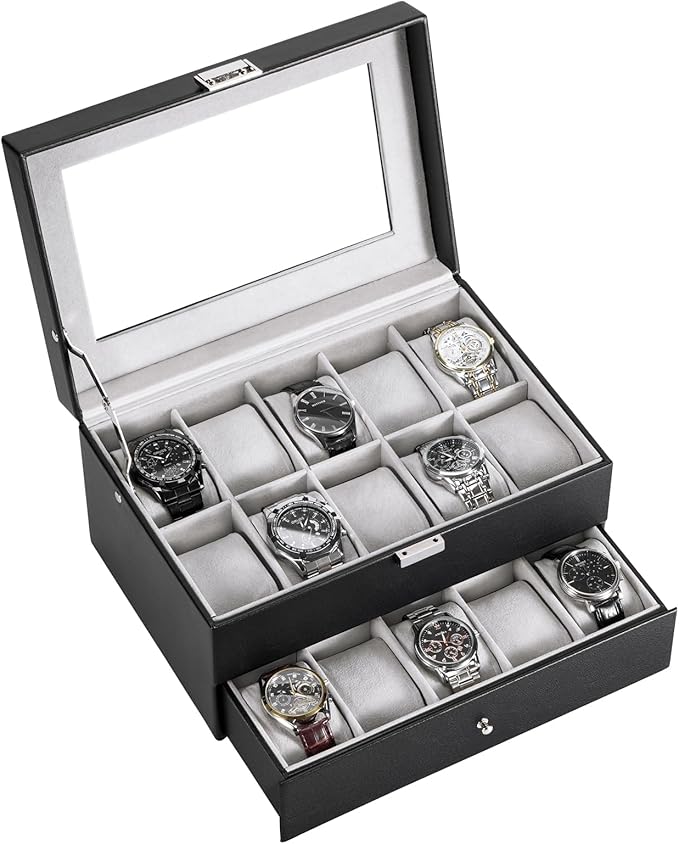 Amazon.com: ProCase Watch Box for Men, 20 Slot Mens Watch Case, Watch ...