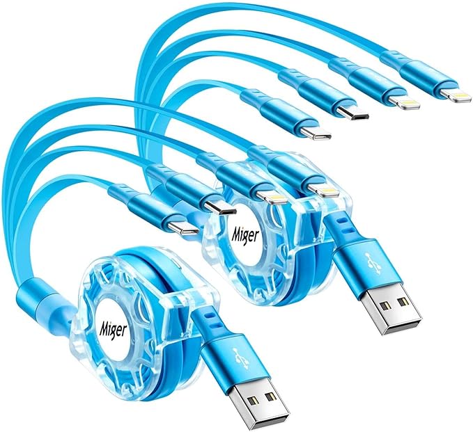 Amazon.com: Multi Charging Cable 4A 2Pack 4Ft Retractable Fast Charger ...