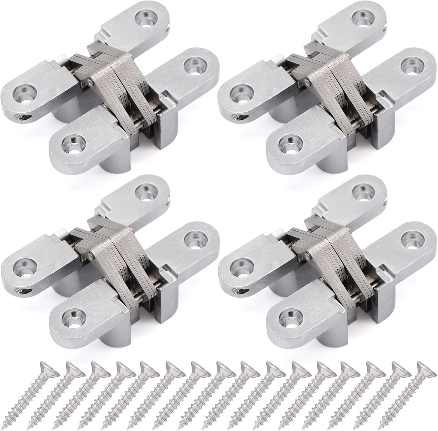 4 Pack Hidden Door Hinges for Cabinet Door, Zinc Alloy Concealed Cross ...