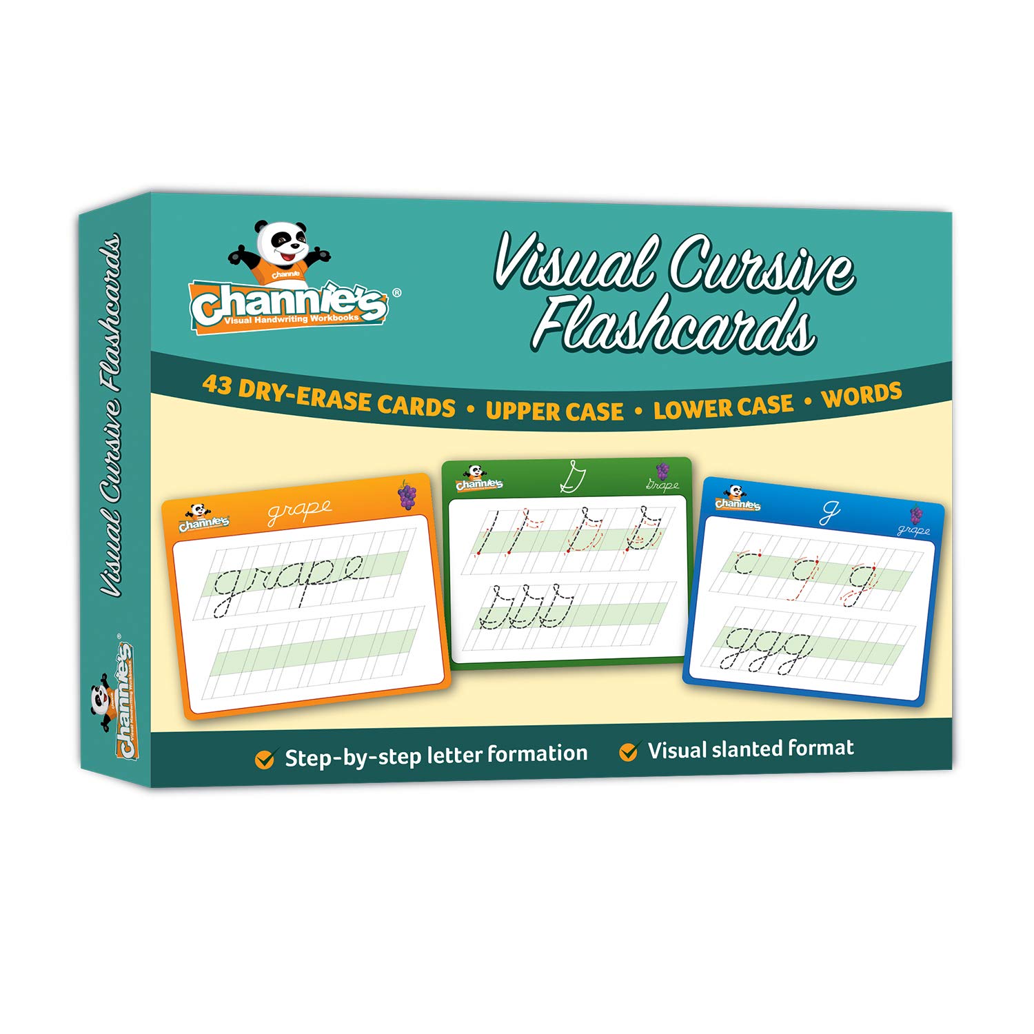 Channies Visual Cursive Flashcards 43 Dry Erase Cursive Handwriting ...