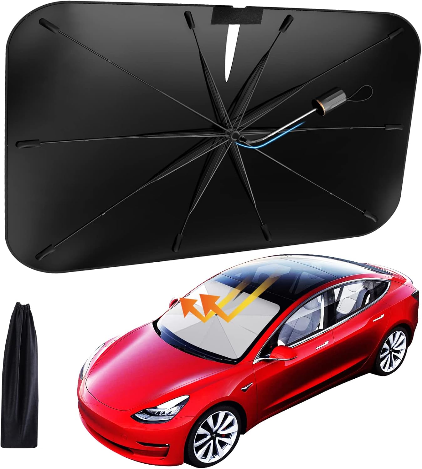 Windshield Sun Shade Umbrella Tesla - Motomate for Model 3/Y, Upgraded ...