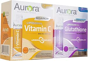 Amazon.com: Aurora Nutrascience Mega Vitamin C & Glutathione Bundle, 64 Packets : Health & Household