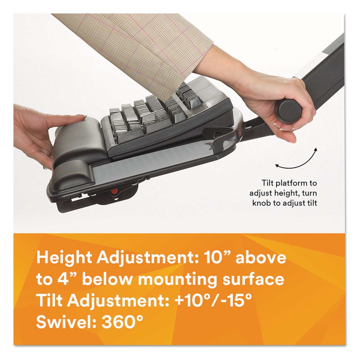 3M Adjustable Keyboard Tray With Mouse Platform - Knob-Controlled ...