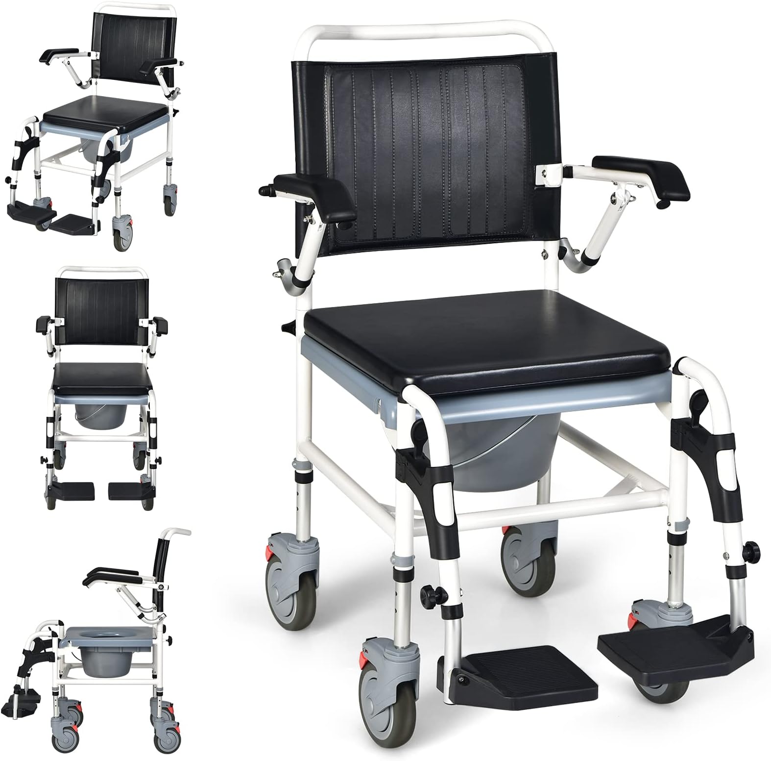 Amazon.com: Goplus 4 in 1 Shower Commode Wheelchair, 330lbs Foldable ...