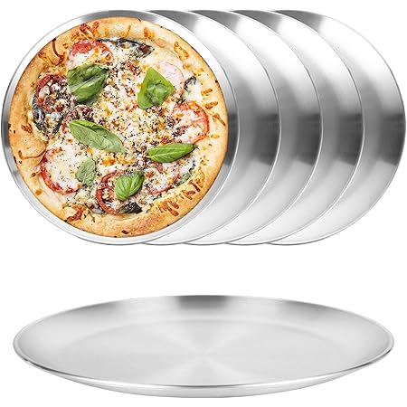 YOUNTHYE 6PCS Pizza Tray 10 Inch, Pizza Baking Tray Round Stainless ...
