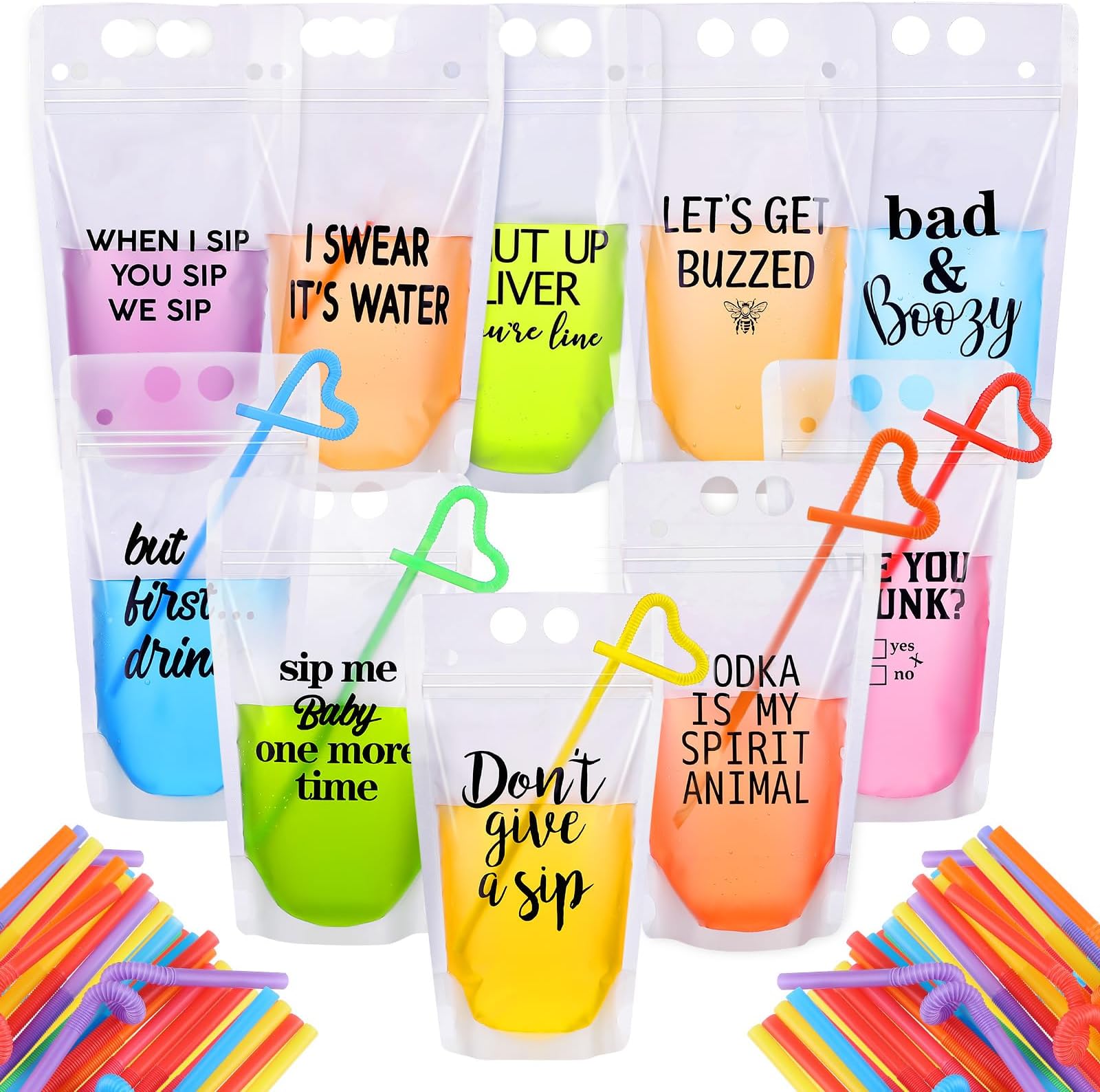 Amazon.com: 24 Sets Summer Iced Cold Friendship Zipper Drink Pouches ...