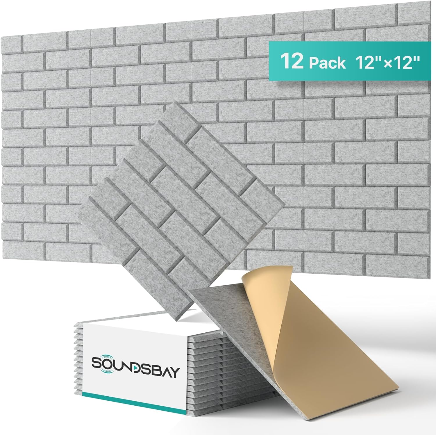 Soundsbay Acoustic Wall Panels Self-adhesive Acoustic Panels 12 Pack ...