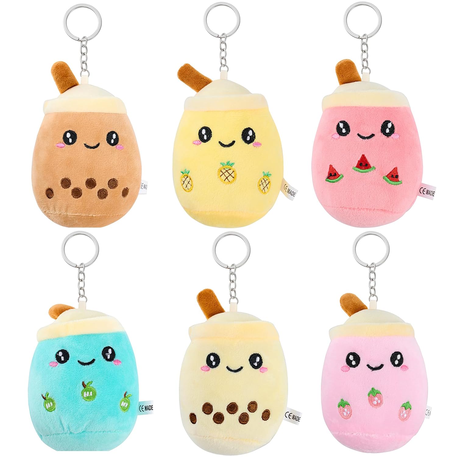 RXKFIGX Mini Key Chains 6 Pcs Bubble Tea Plush Keyring kawaii bubble ...