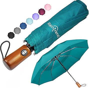 Amazon.com: Premium Dark Turquoise Umbrella Windproof Travel Umbrellas ...