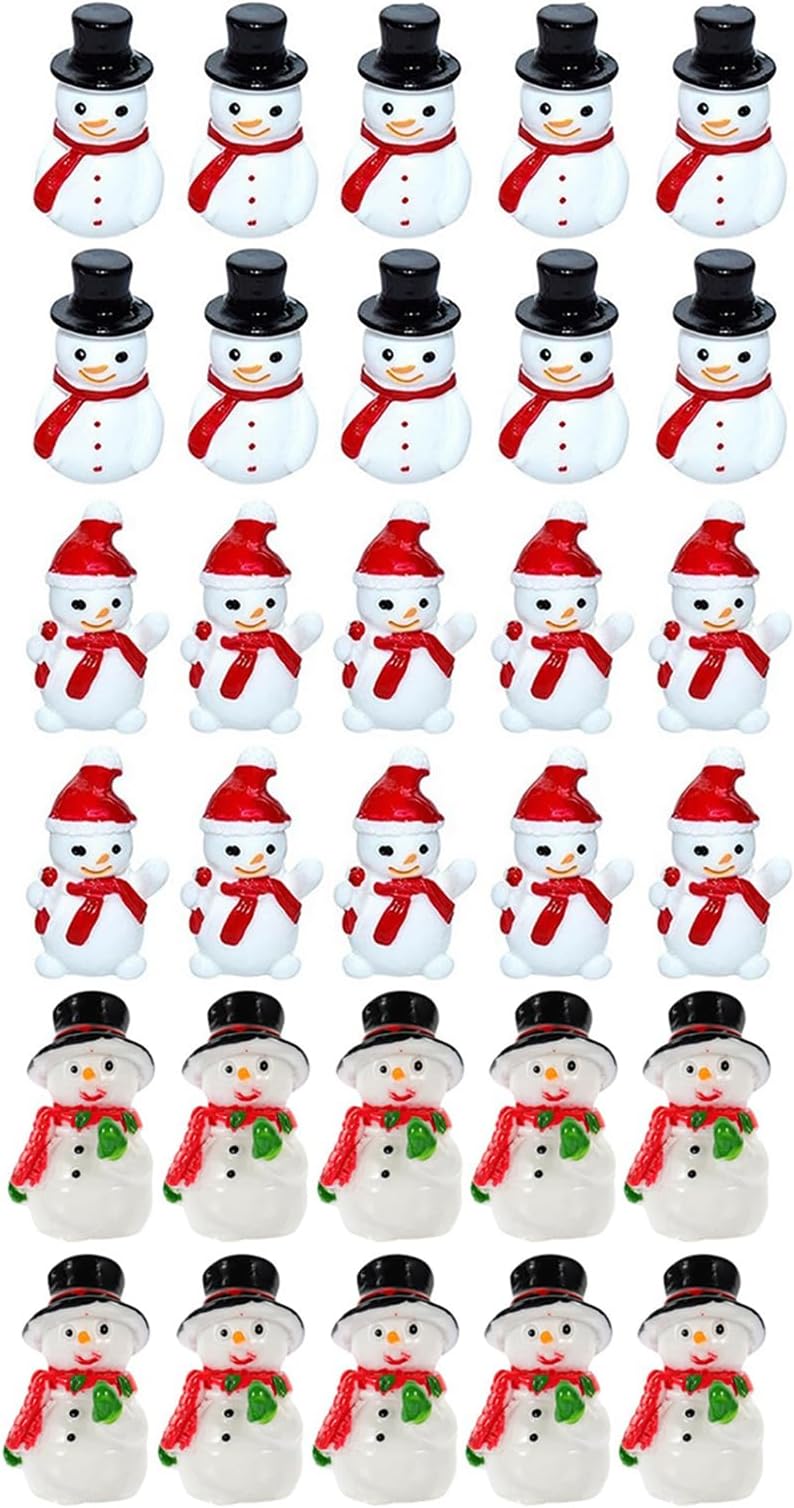 Amazon.com: LUOZZY 30 Pcs Mini Snowman Figurines Christmas Miniature ...