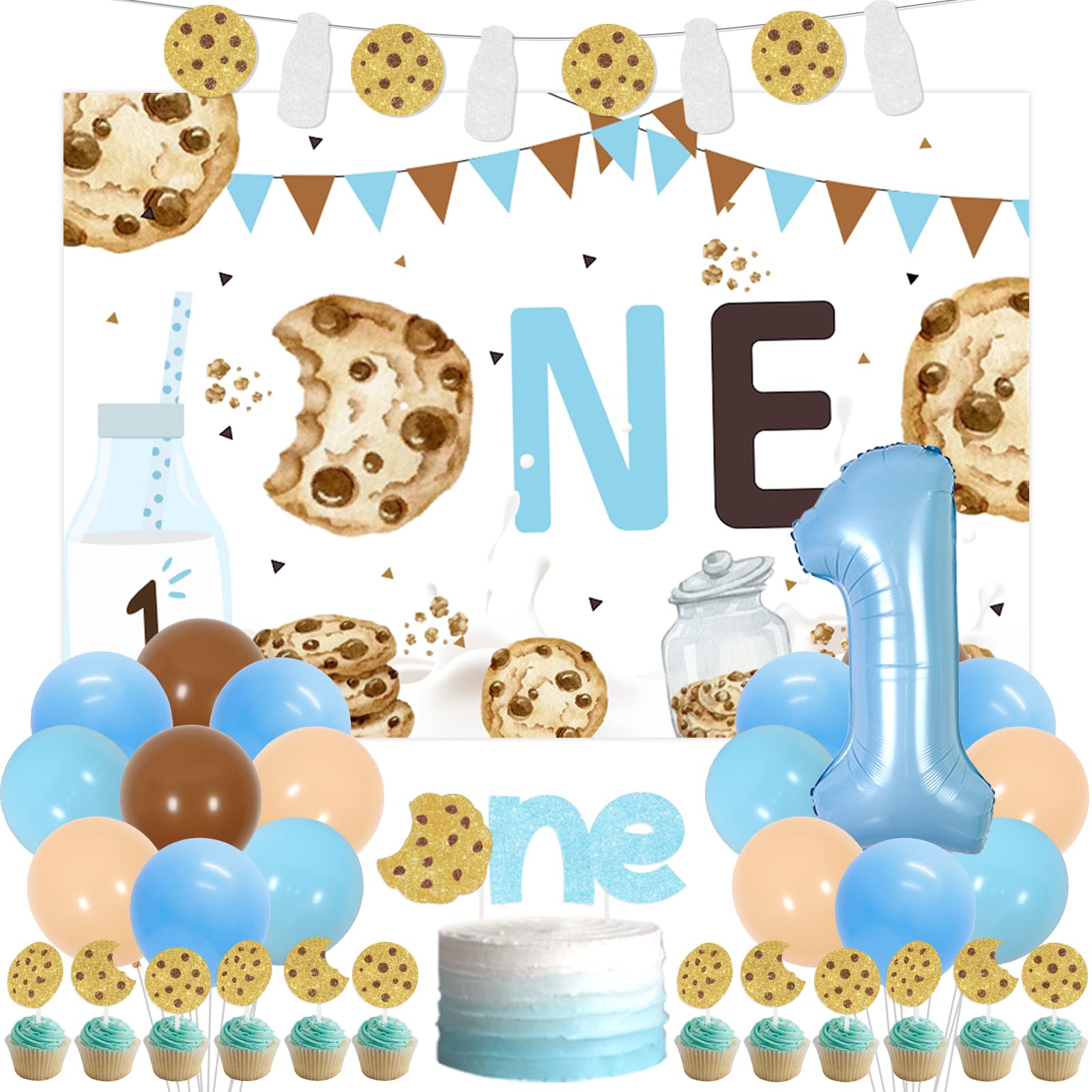 Amazon.com: kreat4joy Milk and Cookies 1st Birthday Party Decorations ...