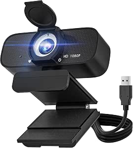 Amazon.com: HD Webcam, 1080P USB Computer Camera with Privacy Cover ...