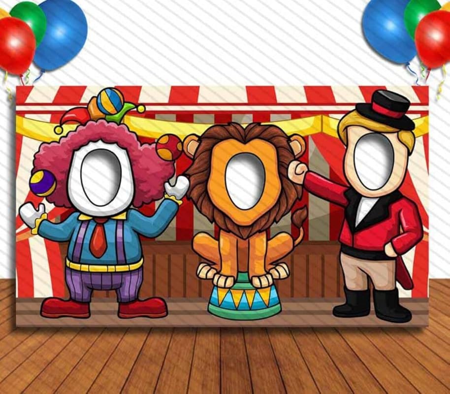 Amazon.com: Carnival Clown Ringmaster and Lion Hole in Face Cutout ...