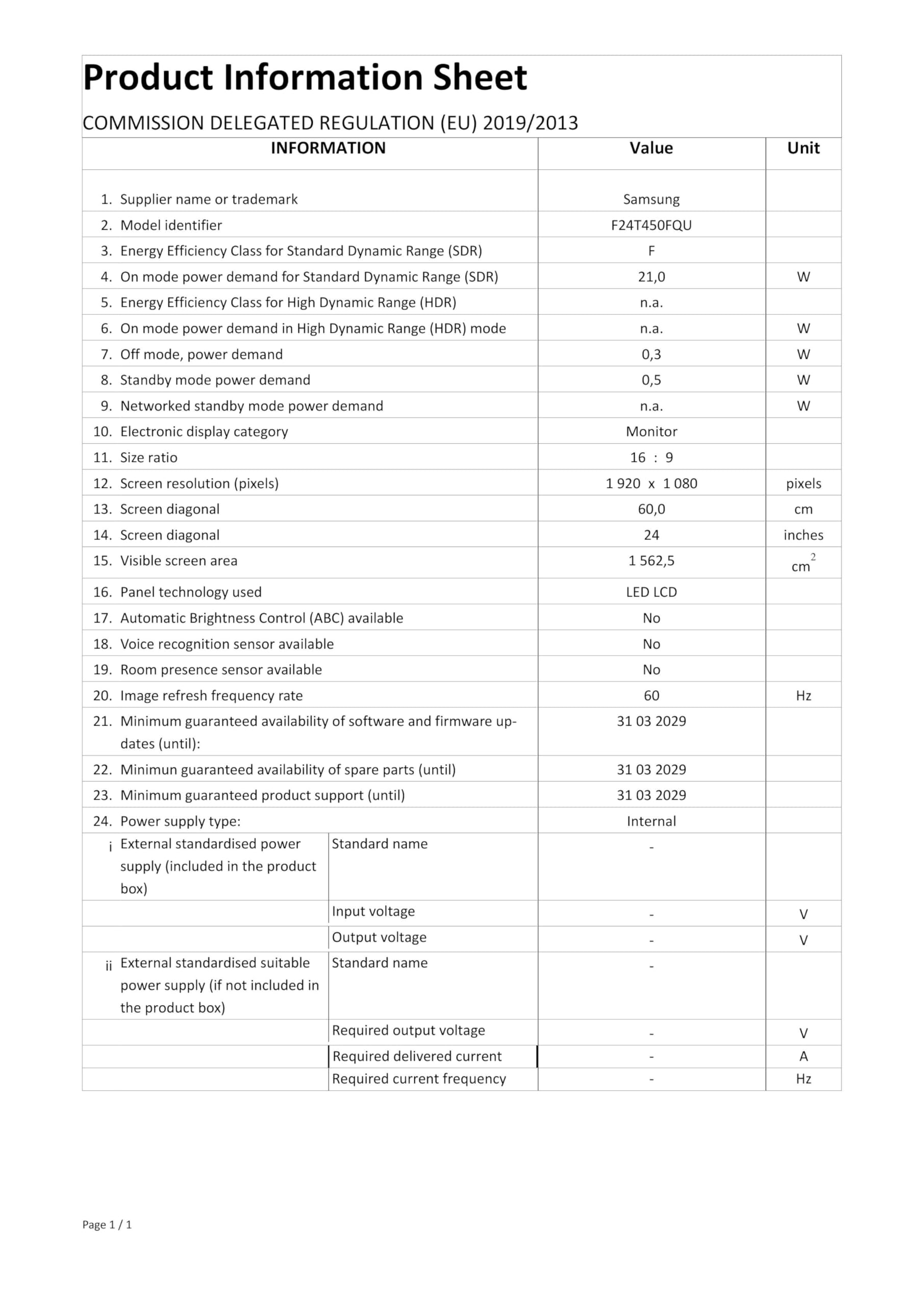 Samsung F24T450FQR - T45F Series - LED monitor - 24" - 1920 x 1080 Full ...