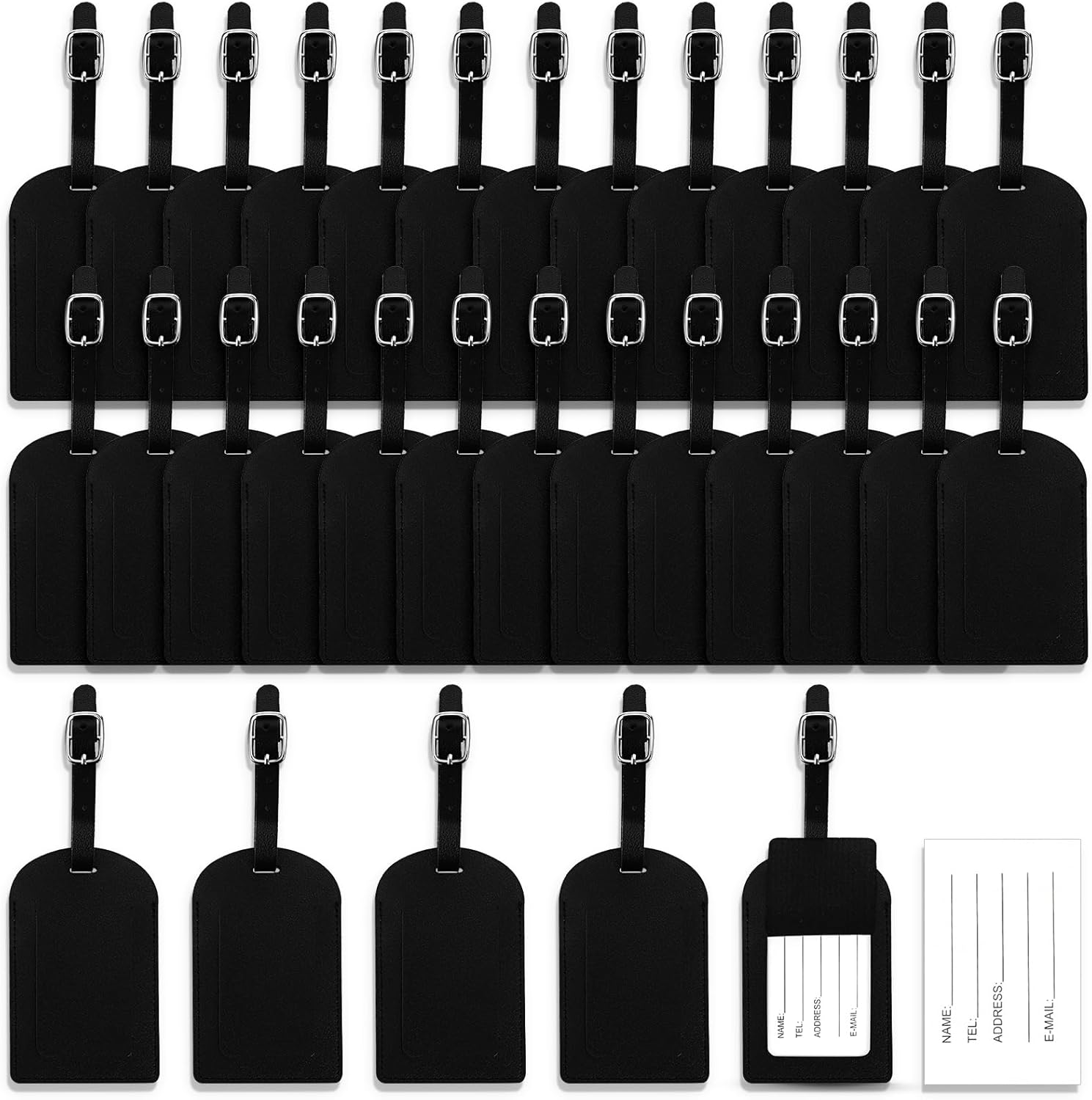 Amazon.com: 30 Pieces PU Leather Luggage Bag Case Tags PU Leather Name ...