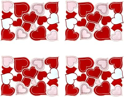 Amazon.com: Yingzhao 6 Pcs Valentine's Day Heart Placemats Red and Pink ...