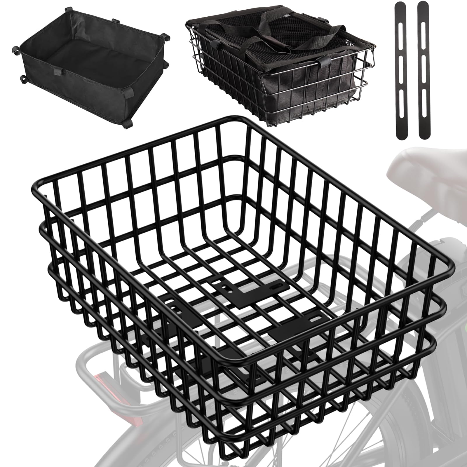 Amazon.com : Bike Rear Basket,Rear Rack Bike Basket with All-in-One ...