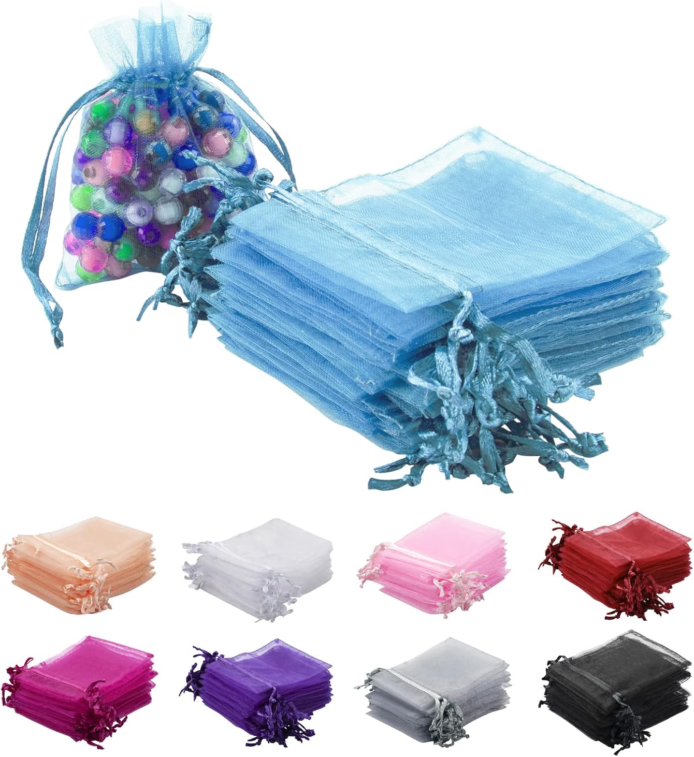 Lot de 100 sachets en Organza Multicolores, 7x9 cm, Pochette Cadeau en ...