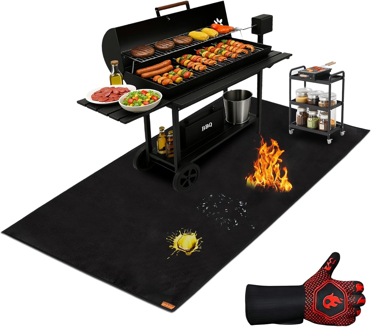 Amazon.com: 60 x 40 Inch Under Grill Mats for Outdoor Grill – 4 Layer ...