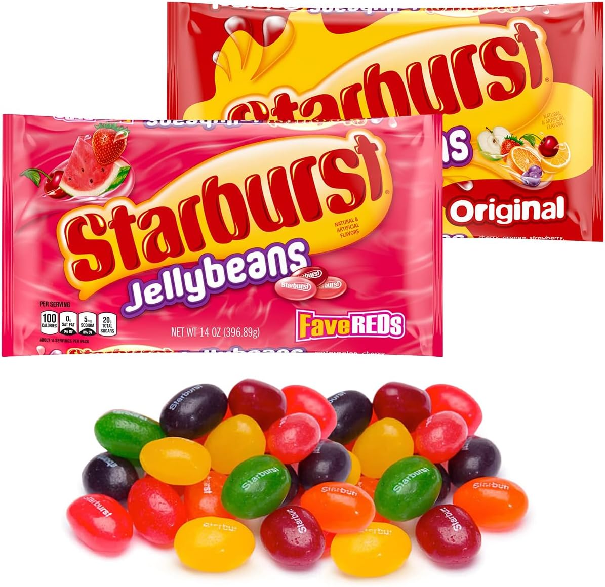 Amazon.com : Jelly Beans – 2-Pack Fave Reds Jelly Beans and Original ...