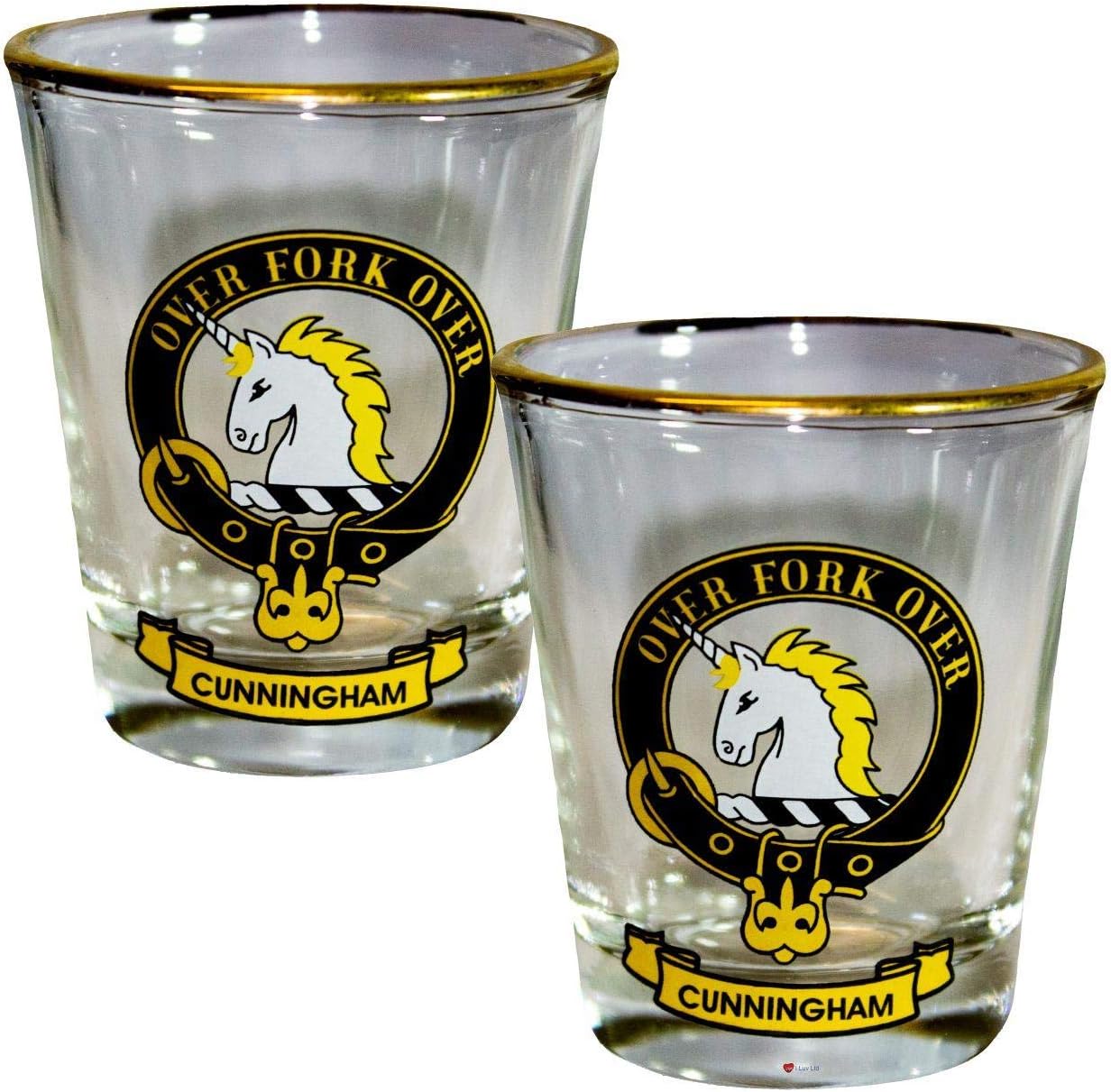 Amazon.com | Shot Glass Wee Dram Cunningham Clan Crest Set of 2 Whisky ...