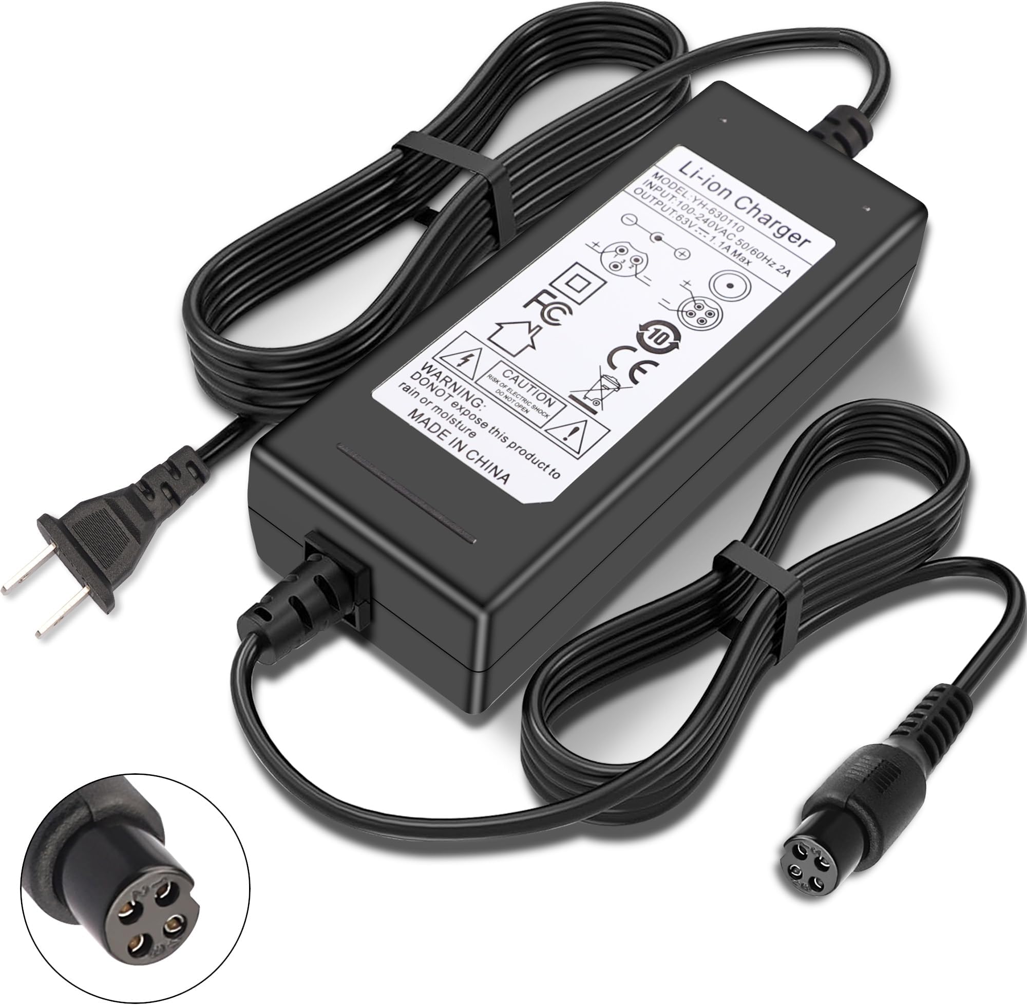 Amazon.com: BXIZXD 63V 4 Prong Charger for Segway Ninebot S/S-MAX/Mini ...