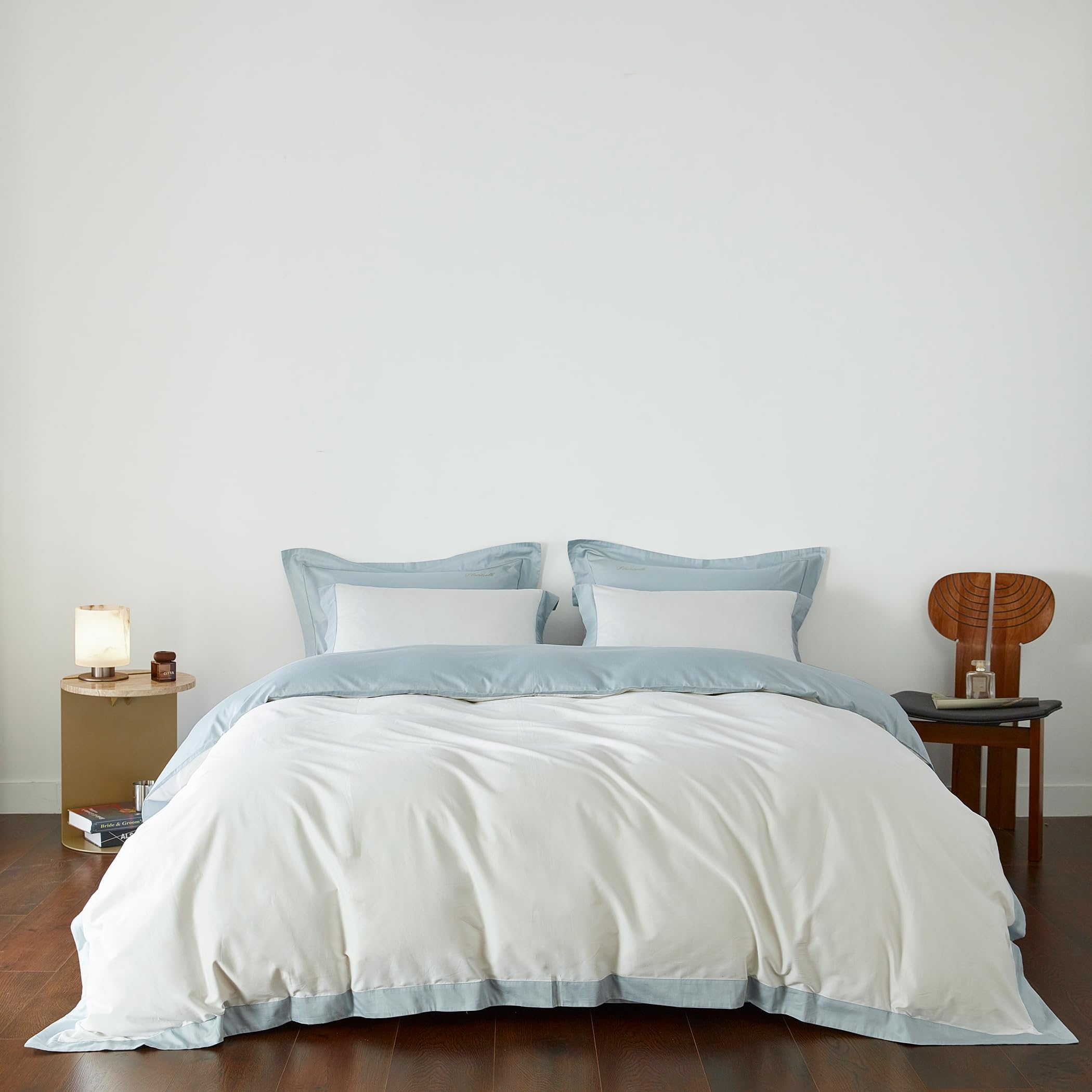 Amazon.com: YuHeGuoJi Blue White Duvet Cover Queen 100% Egyptian Cotton ...