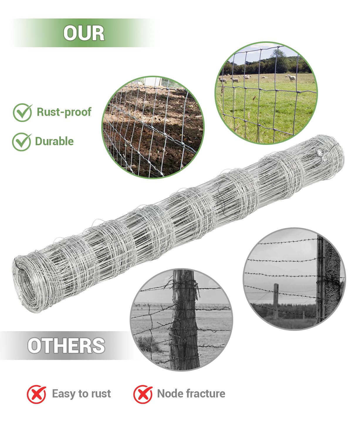 Snapklik.com : Farm Fence, 4ft X 328ft Heavy Galvanized Goat Fence ...