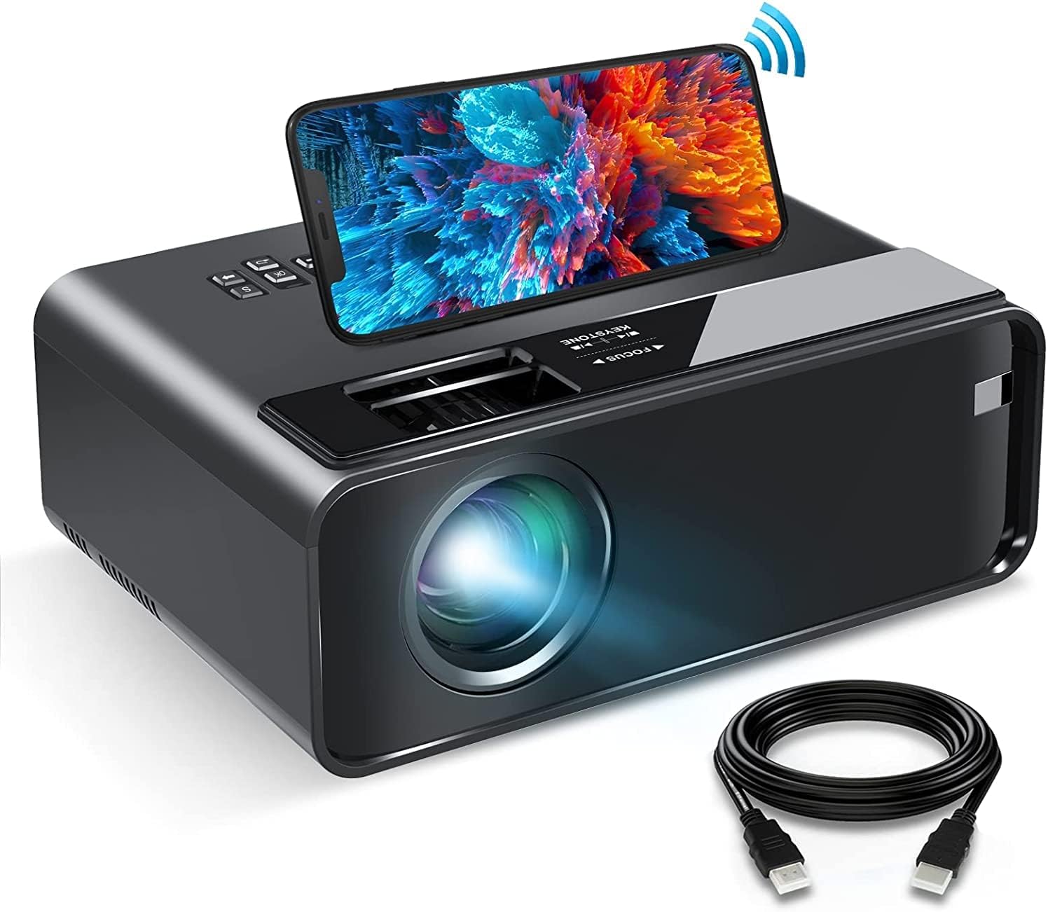 ELEPHAS Mini WiFi Projector for iPhone, 2022 Upgraded HD Portable Movie ...