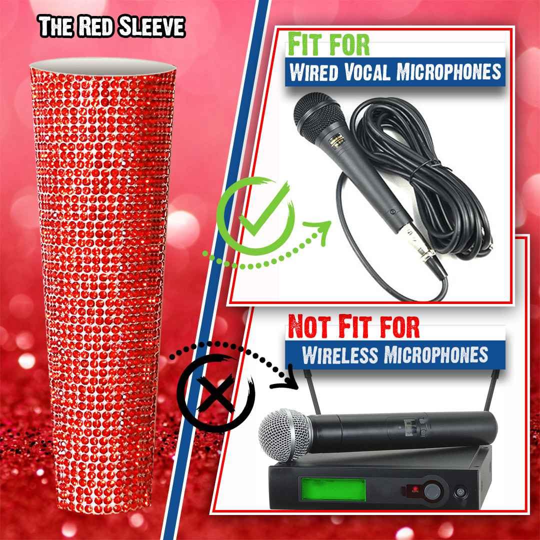 Decorative Mic Handle Cover RhymKawa Red Bling Mic Handle Sleeve ...