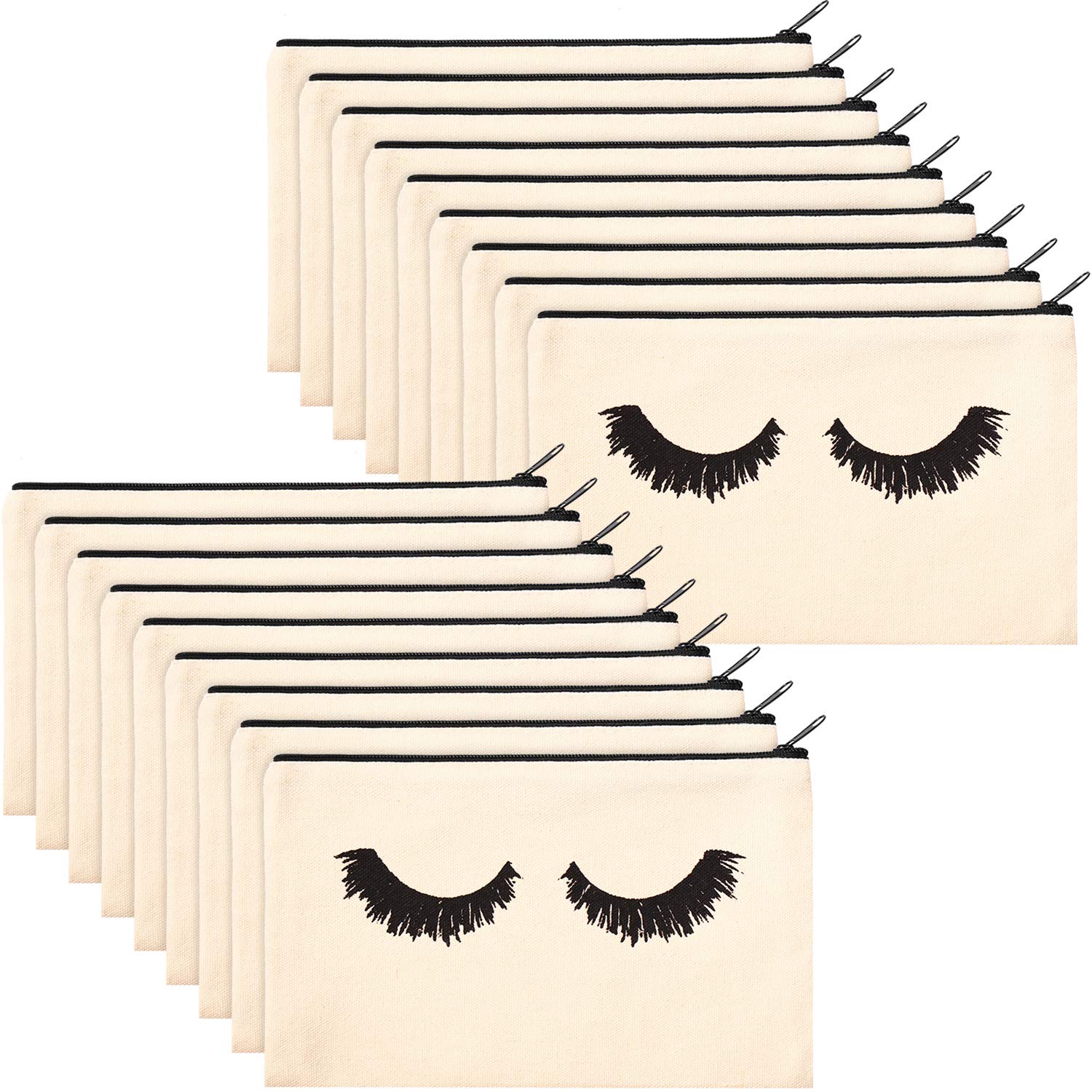 Amazon.com : 18 Pieces Eyelash Cosmetic Bags Canvas Lash Makeup Bag ...