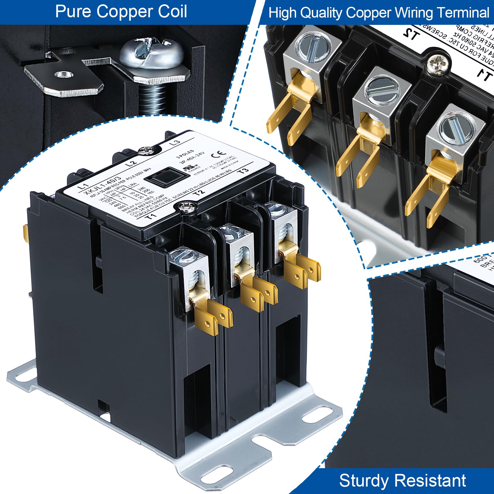 Snapklik.com : Dreyoo Carrier HVAC Motor Contactor, 3 Pole 40Amp Air ...