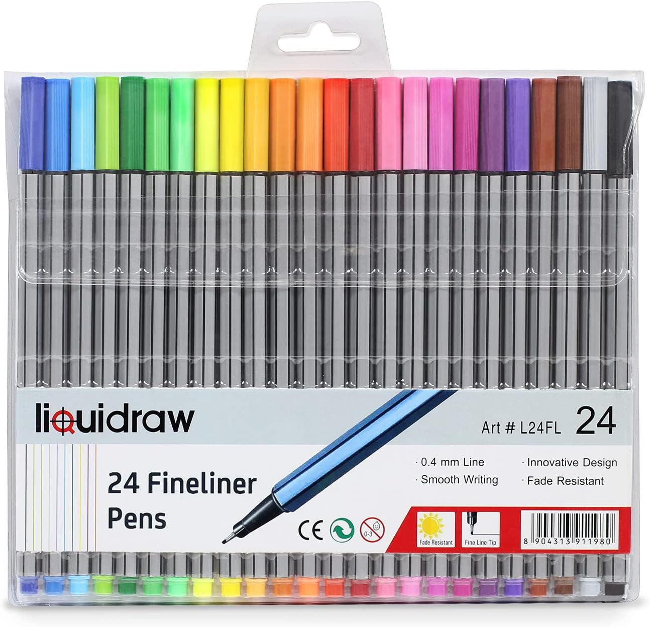 Liquidraw 24 Fineliner Colouring Pens Set Fine Point Pens 0.4mm ...