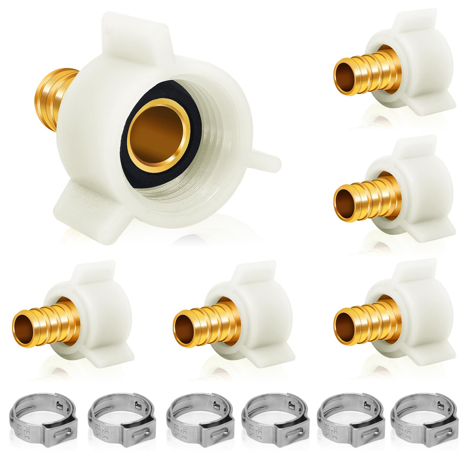 Snapklik.com : 6Pcs PEX Swivel Adapter, 1/2" Inch X 1/2" PEX Female NPT ...