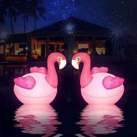 Amazon.com : Floating Pool Lights 2PCS, Solar Flamingo Pool Lights for ...