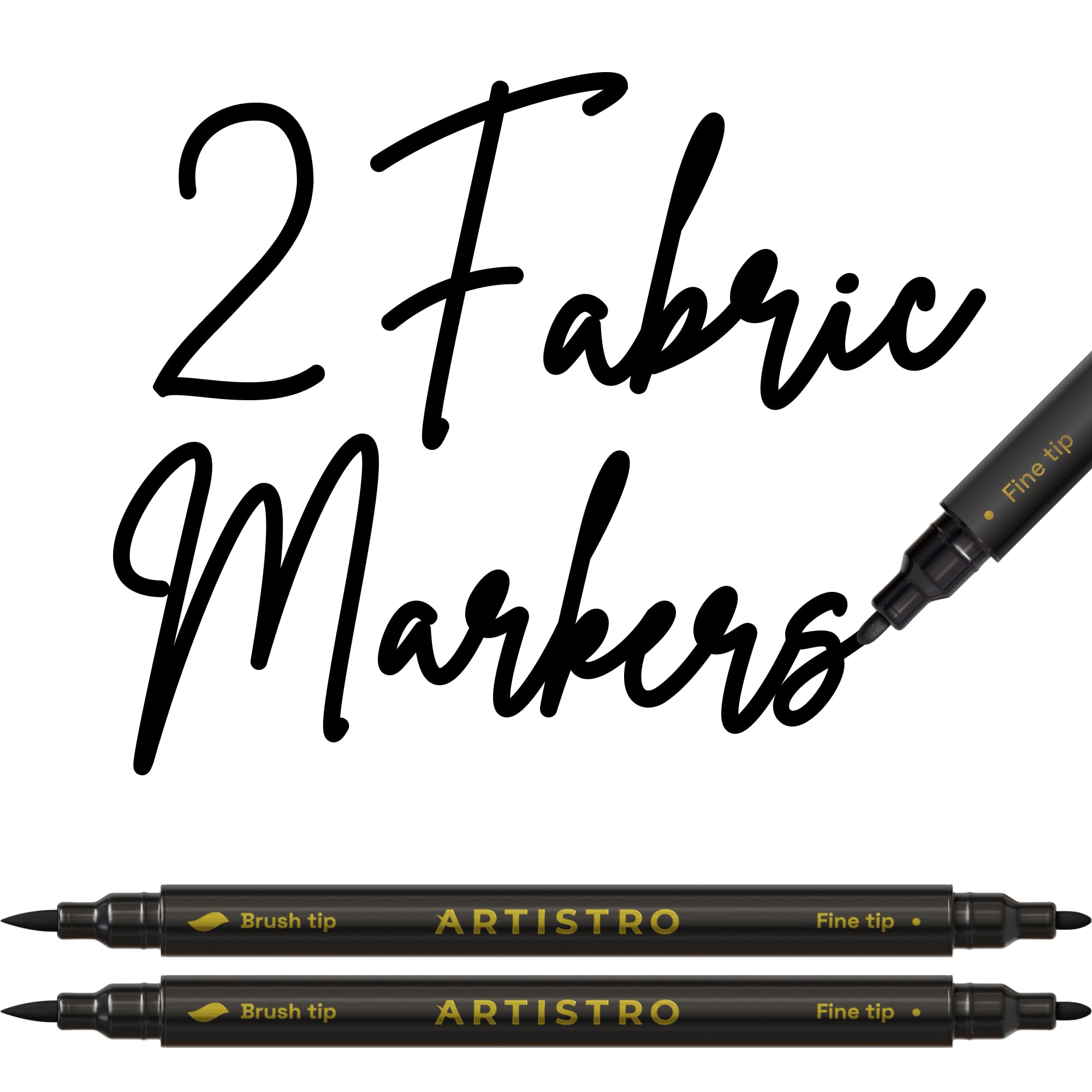 Amazon.com : ARTISTRO 2 Black Fabric Markers - Dual-Tip Fabric Markers ...